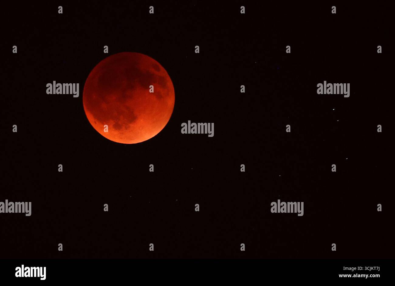 Modi'in, Israel. 7th Sep, 2025. The moon is seen during a lunar eclipse ...