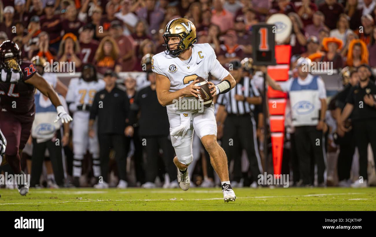 Vanderbilt quarterback Diego Pavia (2) looks to pass against Virginia ...