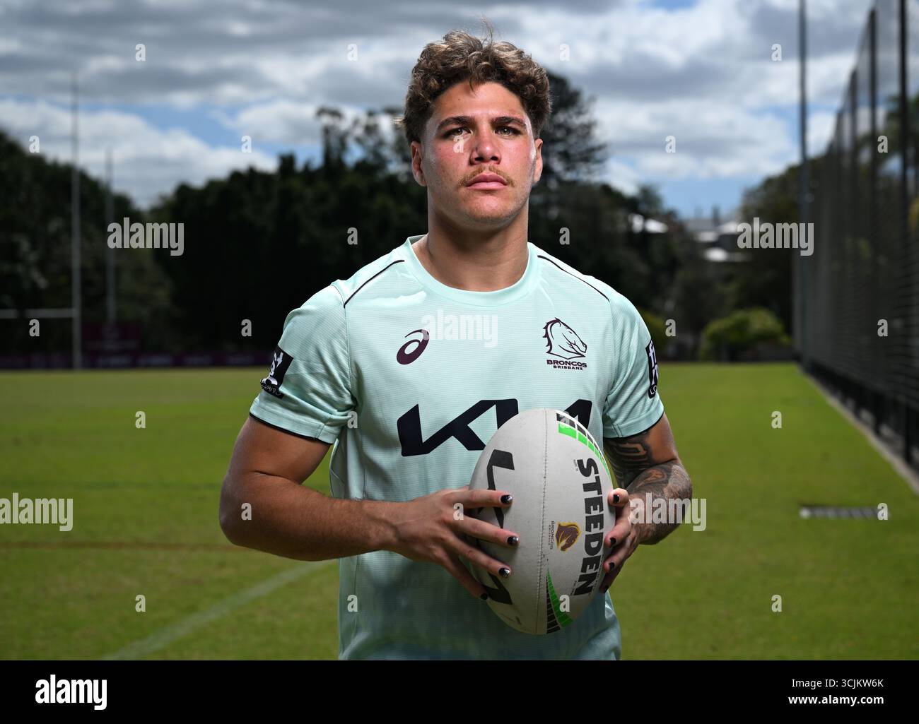 Reece Walsh of the Brisbane Broncos is seen posing for a photograph ...
