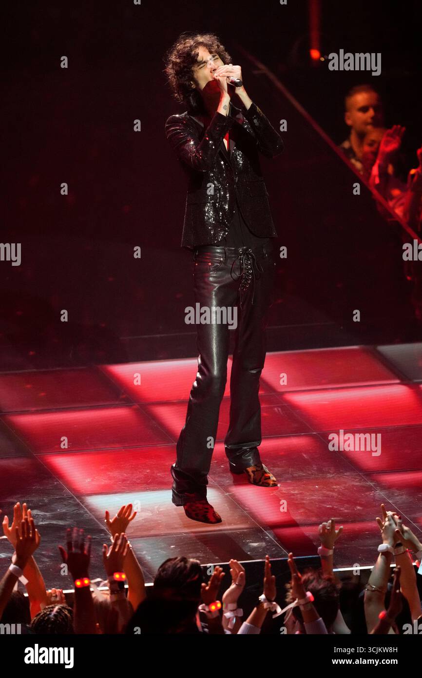 Sombr performs during the MTV Video Music Awards on Sunday, Sept. 7 ...