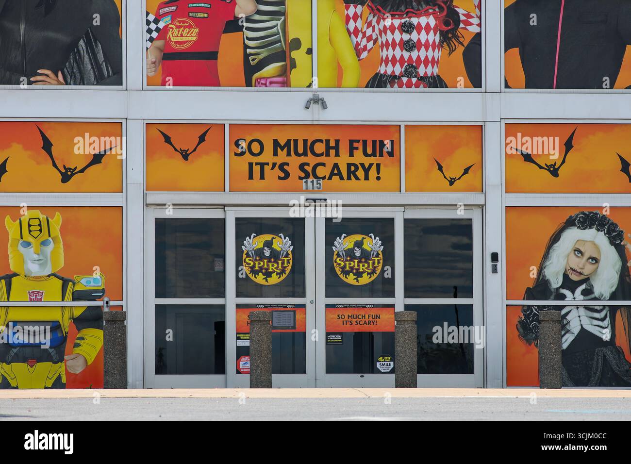 The Spirit Halloween logo is seen on the entrance door of a former Best ...