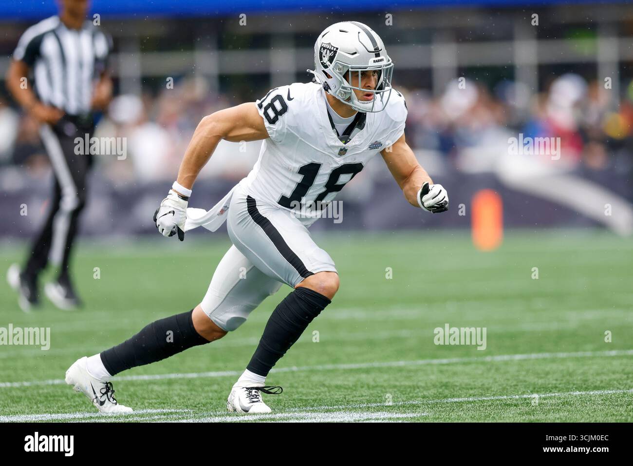 Las Vegas Raiders wide receiver Jakobi Meyers (16) runs a route during the first half of an NFL ...