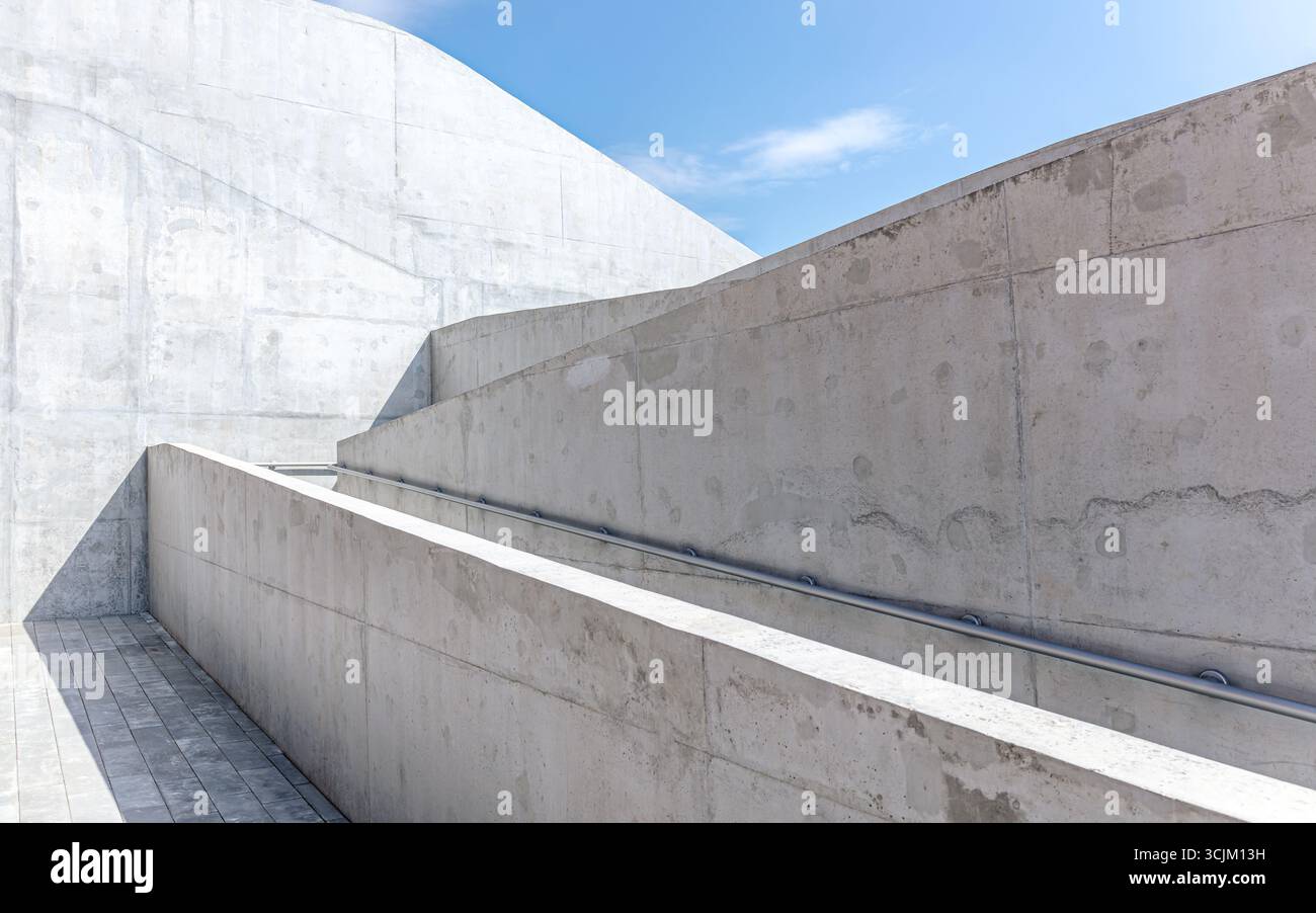 outdoor staircase and wheelchair ramp. modern architecture of sport ...