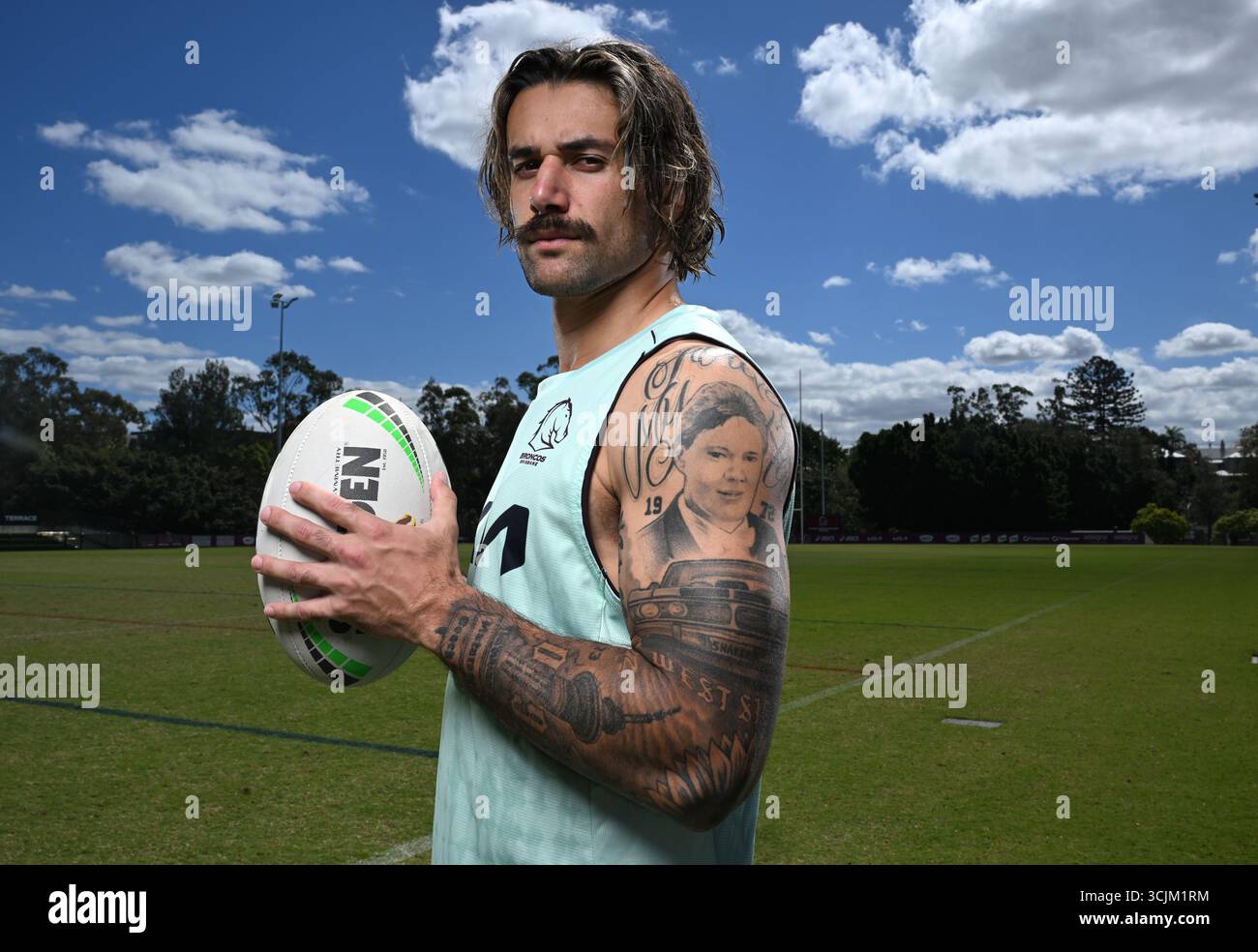 Jesse Arthars of the Brisbane Broncos is seen posing for a photograph ...