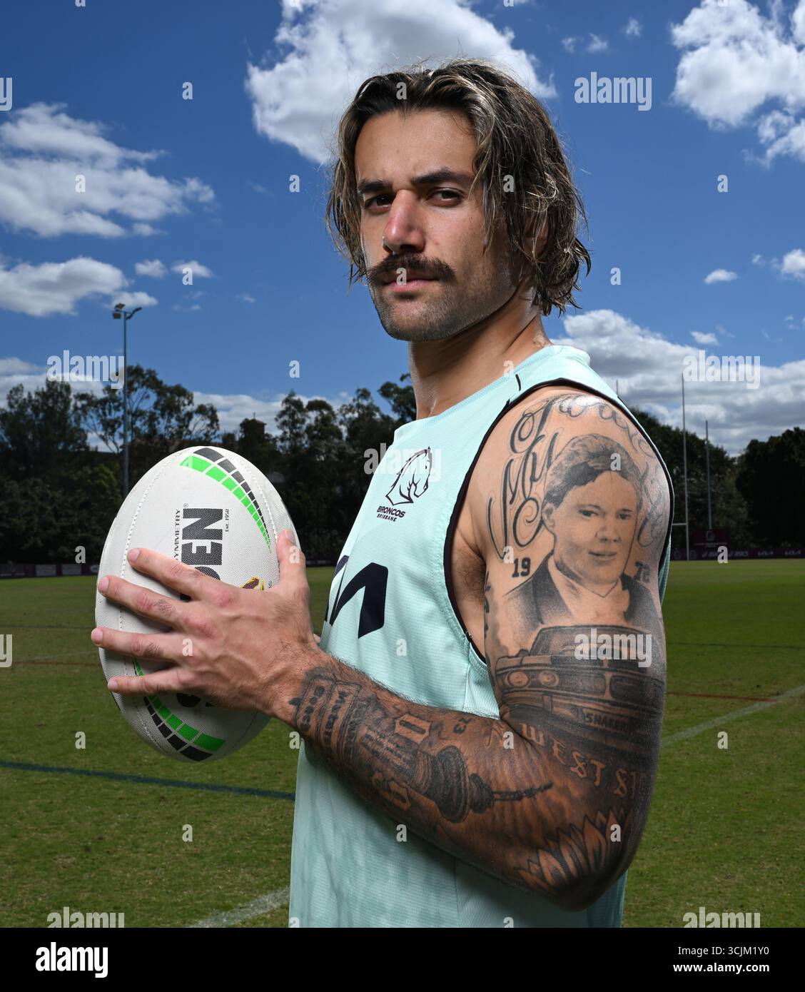 Jesse Arthars of the Brisbane Broncos is seen posing for a photograph ...
