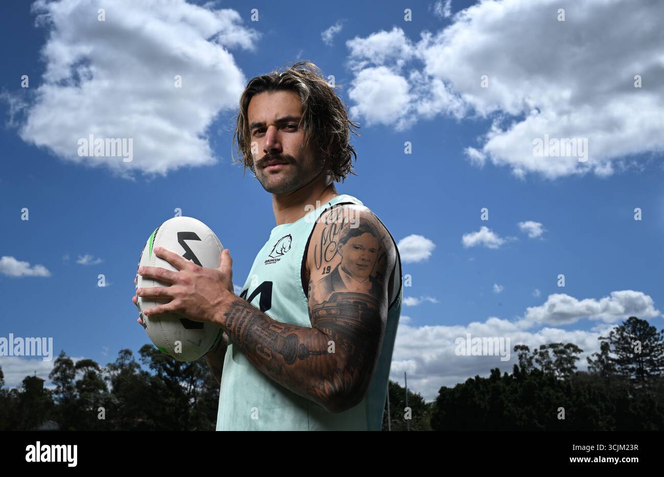 Jesse Arthars of the Brisbane Broncos is seen posing for a photograph ...