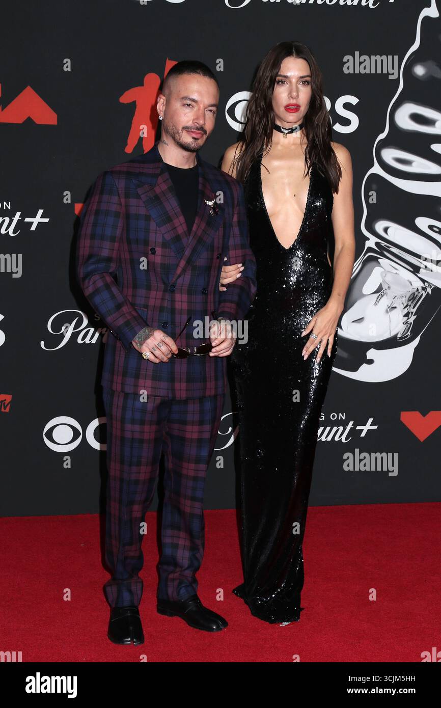 J Balvin and Valentina Ferrer arriving at the 2025 MTV Video Music ...