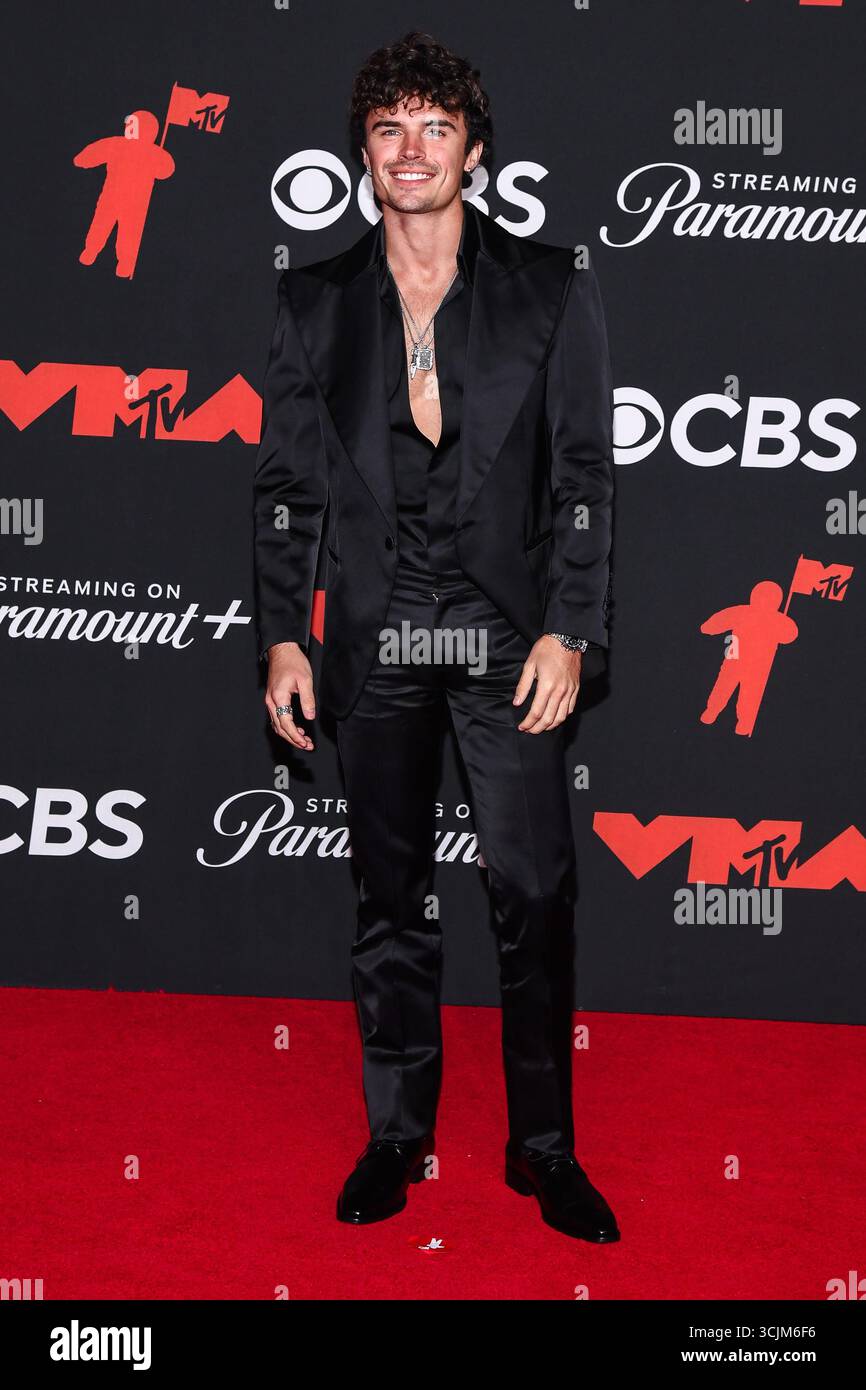 Nic Vansteenberghe walking on the red carpet at the 2025 MTV Video ...