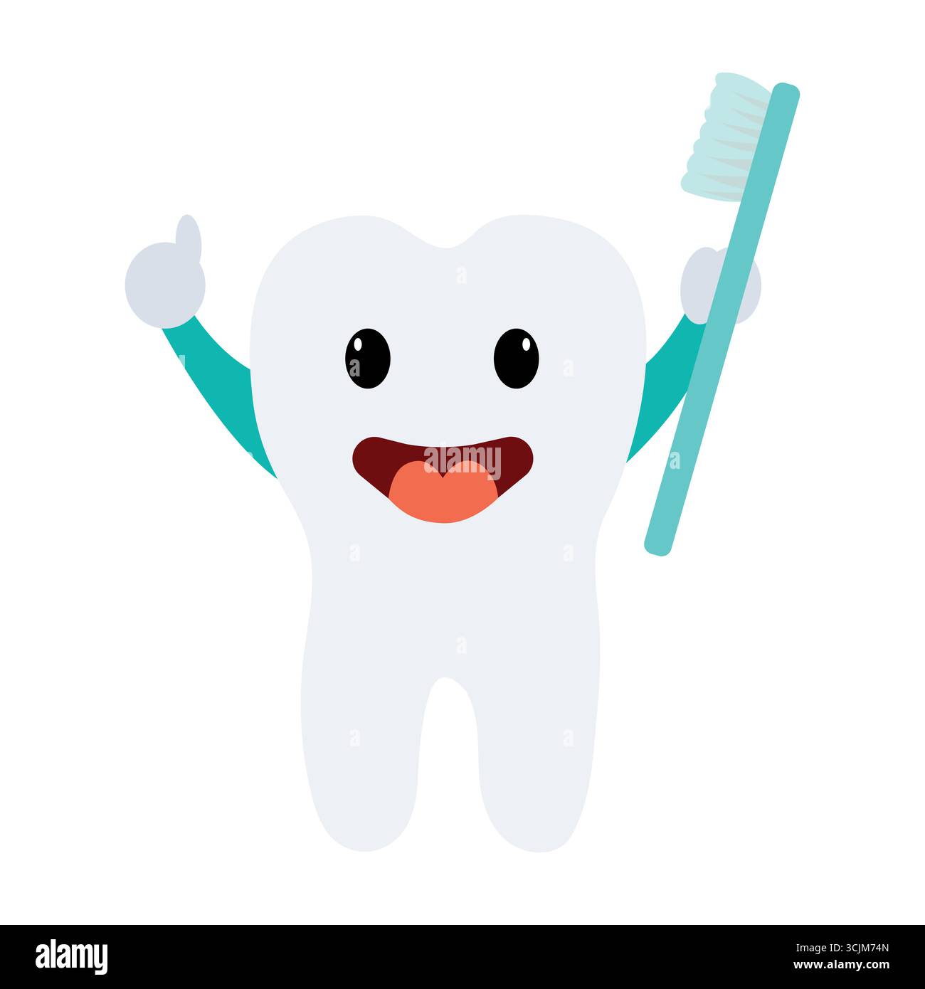 Happy cartoon tooth with toothbrush Stock Vector Image & Art - Alamy