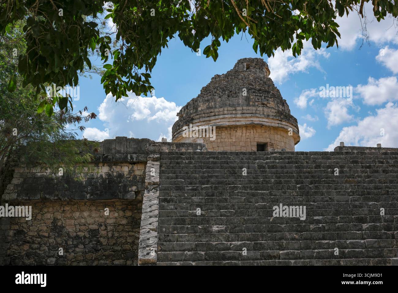 Piste, Mexico - April 28, 2025: The Observatory temple, Chichen Itza ...