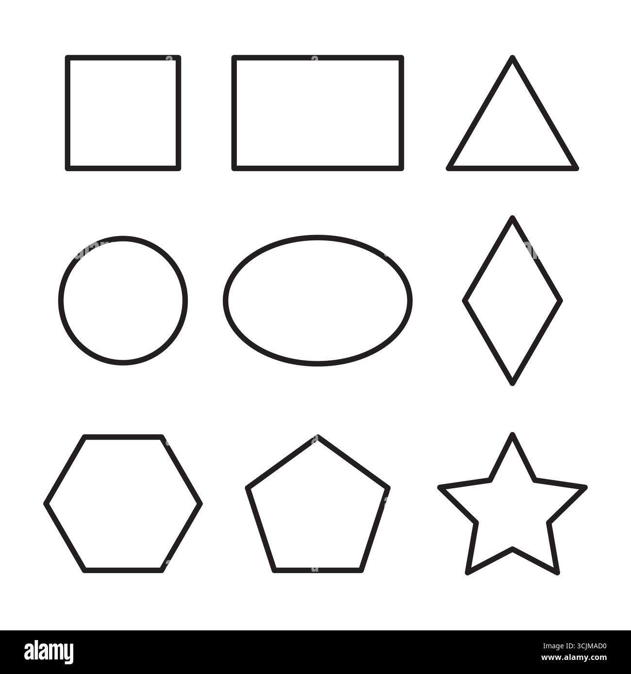 Geometric shapes set. Basic forms collection. Outline figures Vector ...