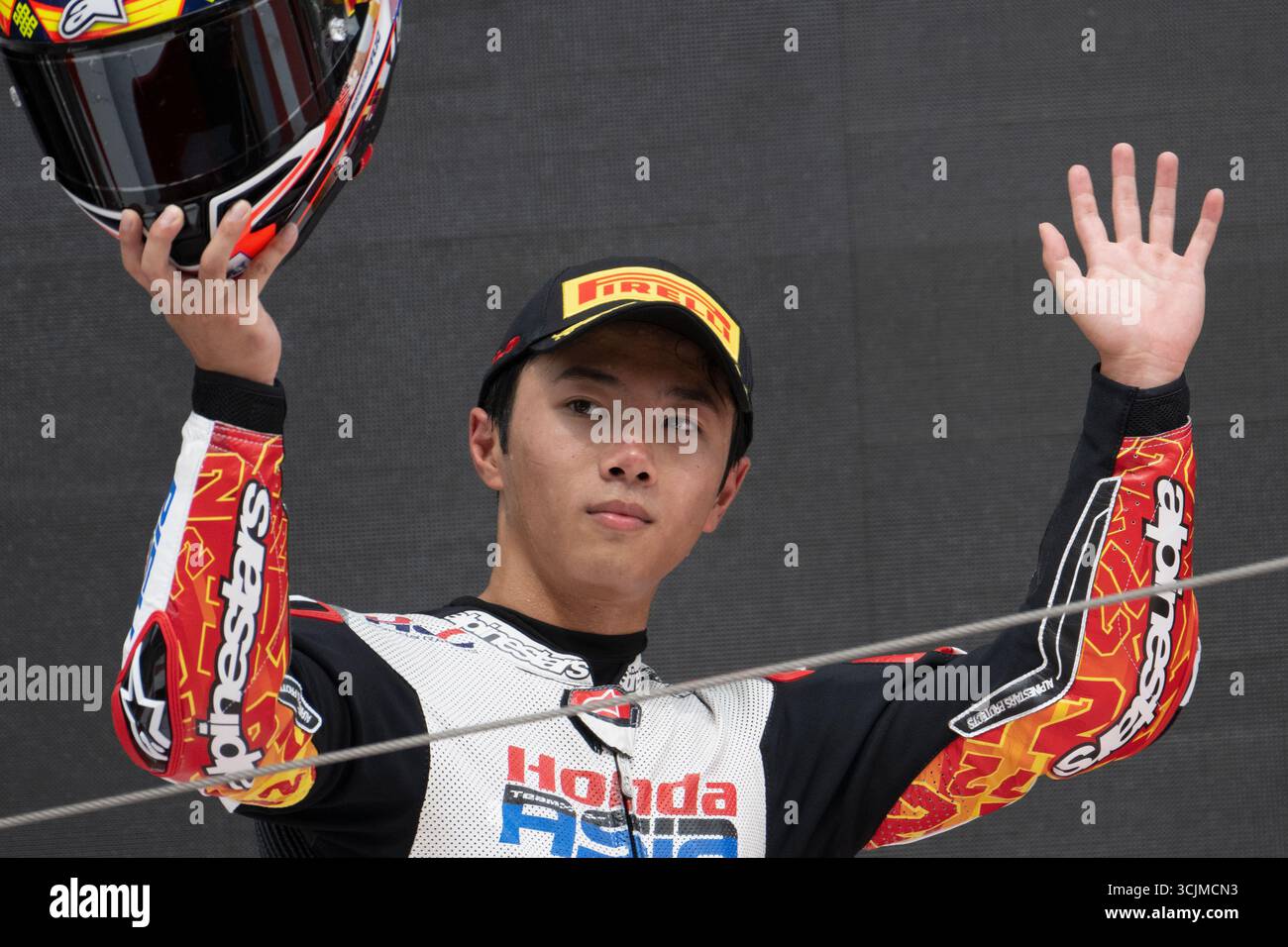 FURUSATO Taiyo (jpn), Honda Team Asia, podium, portrait during the 2025 Moto 3 Monster Energy ...
