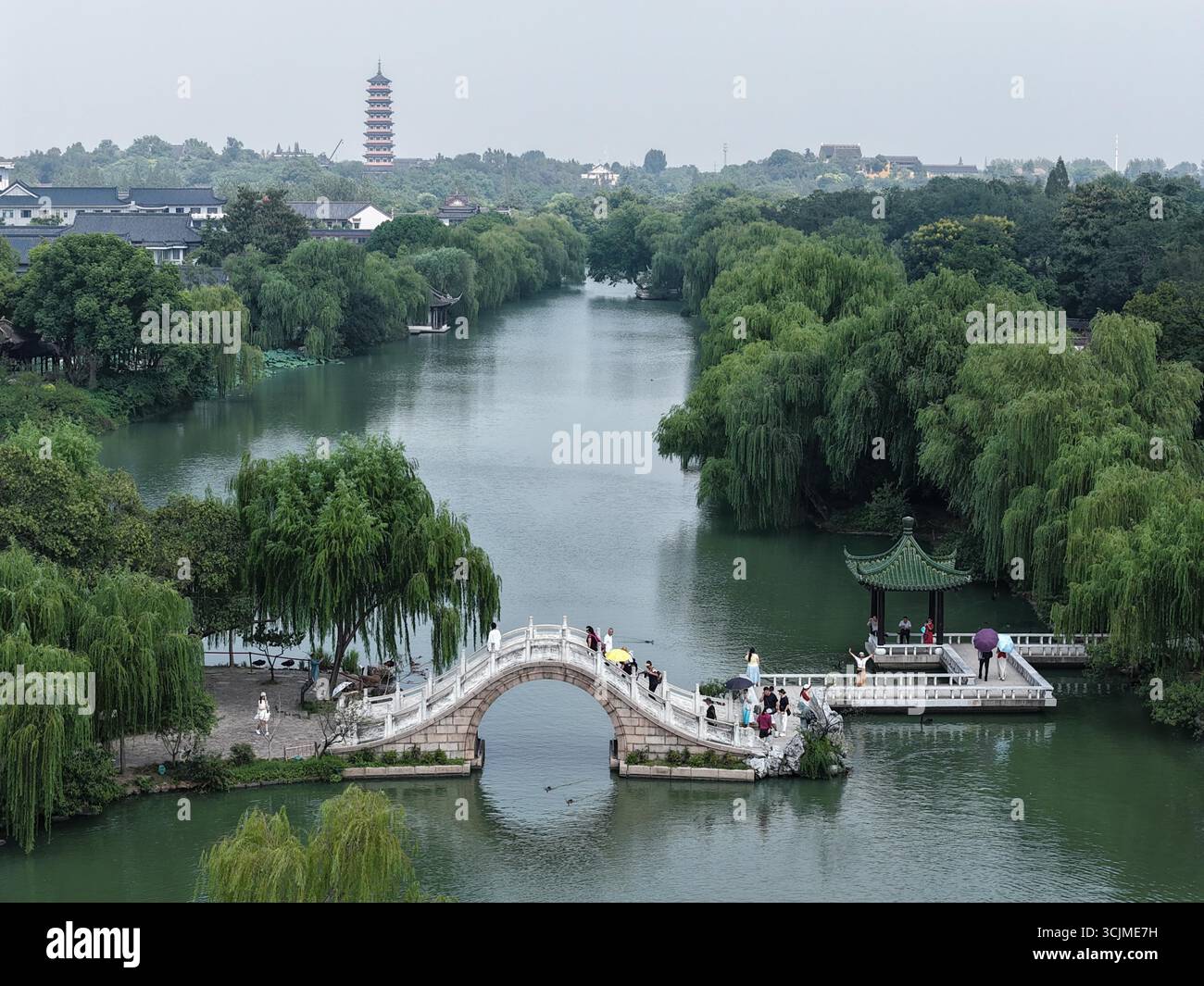 Aerial photo shows the autumn scenery of the Slender West Lake scenic ...