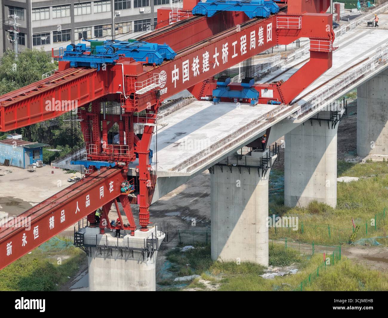 Aerial photo shows the Shanghai-Nanjing-Hefei High-speed Railway under ...