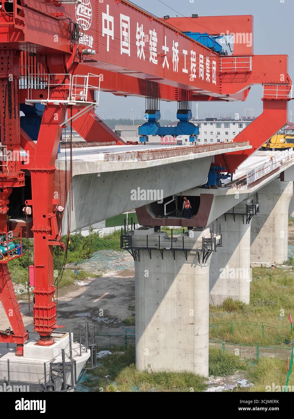Aerial photo shows the Shanghai-Nanjing-Hefei High-speed Railway under ...