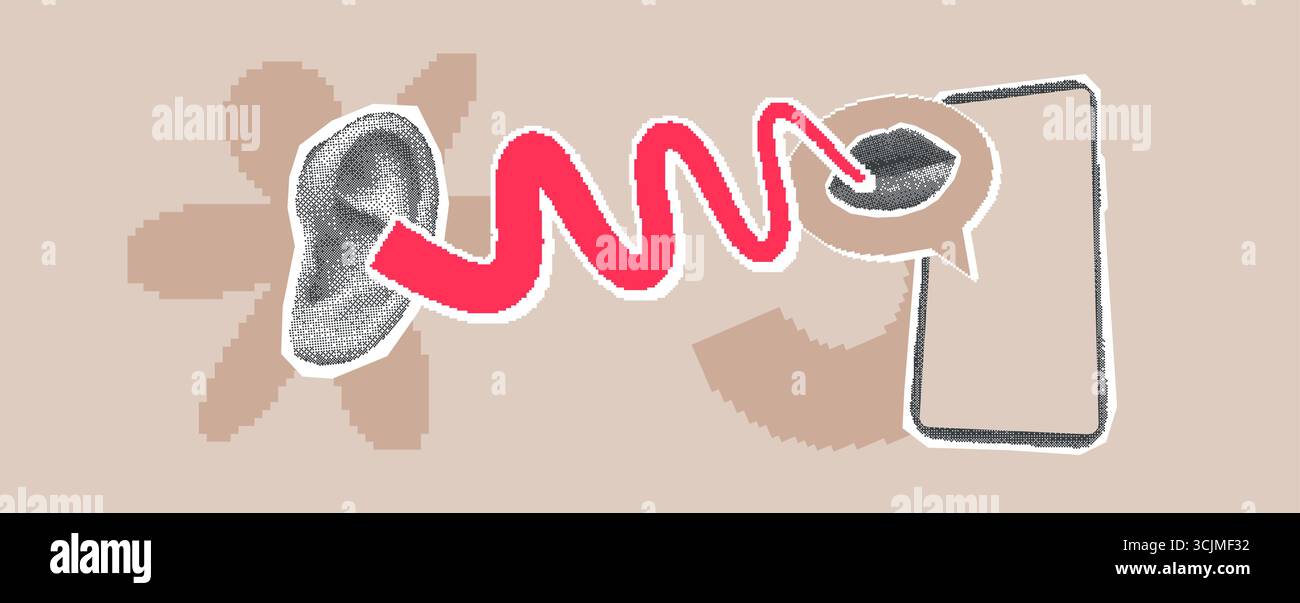 Fake news halftone and pixel art elements elements concept. Collage ...