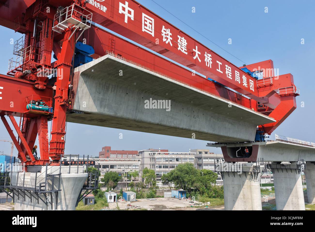 Aerial photo shows the Shanghai-Nanjing-Hefei High-speed Railway under ...