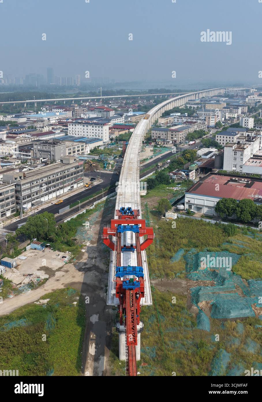 Aerial photo shows the Shanghai-Nanjing-Hefei High-speed Railway under ...