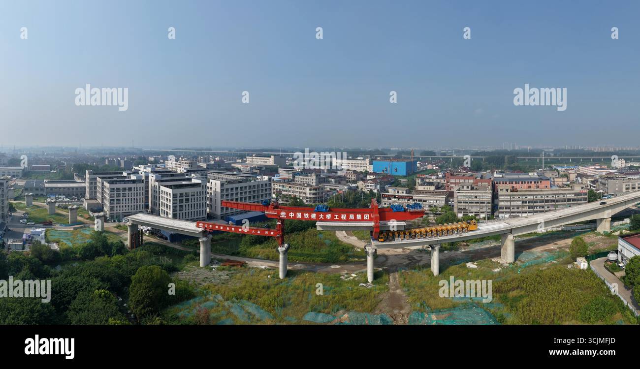 Aerial photo shows the Shanghai-Nanjing-Hefei High-speed Railway under ...