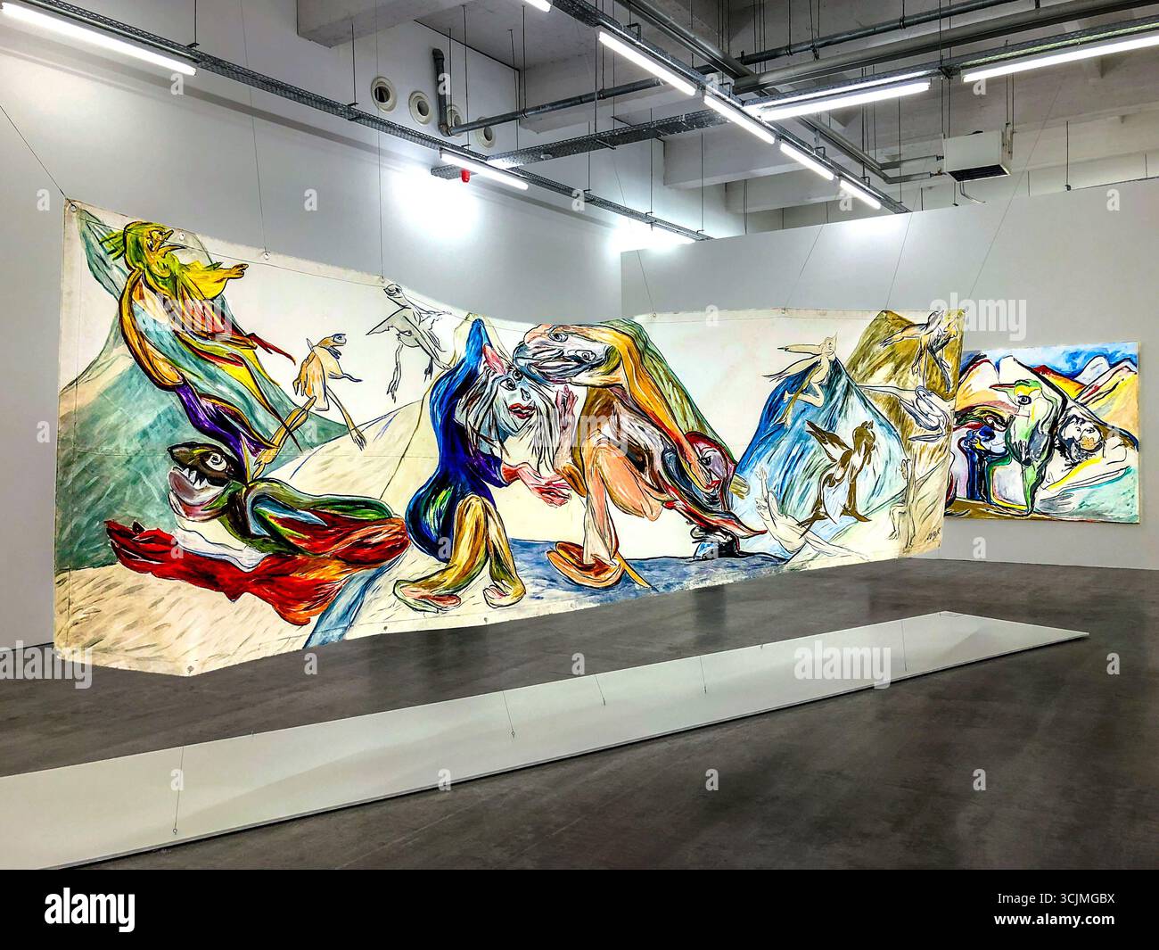 Long artwork by Dutch artist Jacqueline de Jong on exhibition at Wiels ...