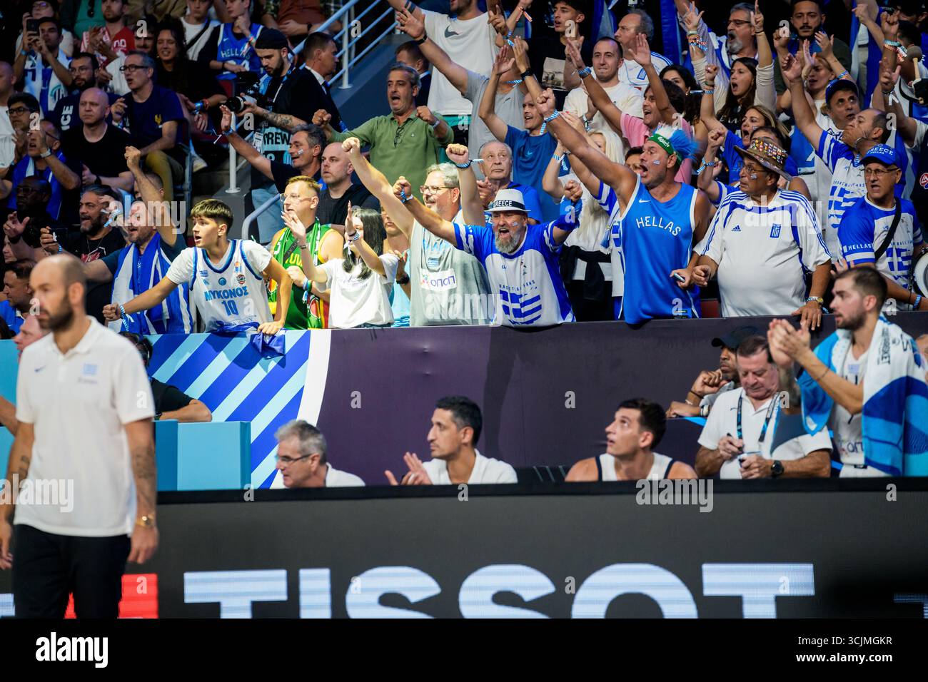 RIGA, LATVIA. 7th September 2025. Greek fans, during FIBA EUROBASKET ...