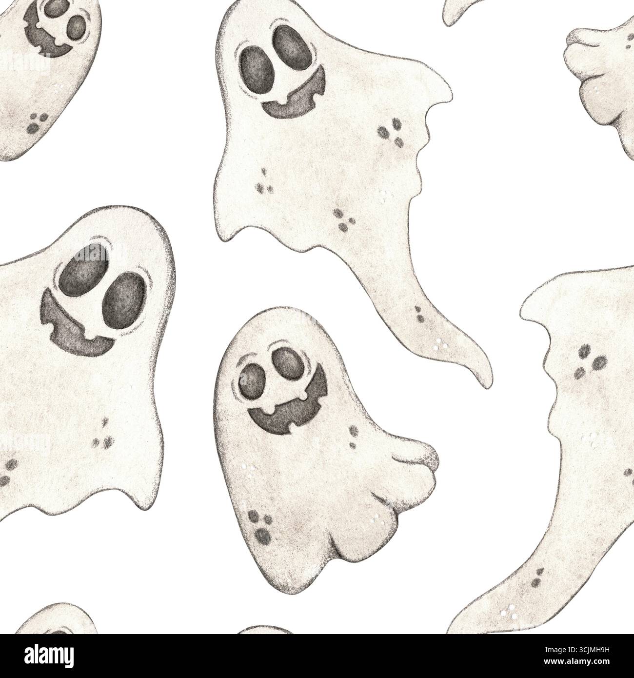Seamless pattern for halloween from ghosts. Watercolor illustration ...