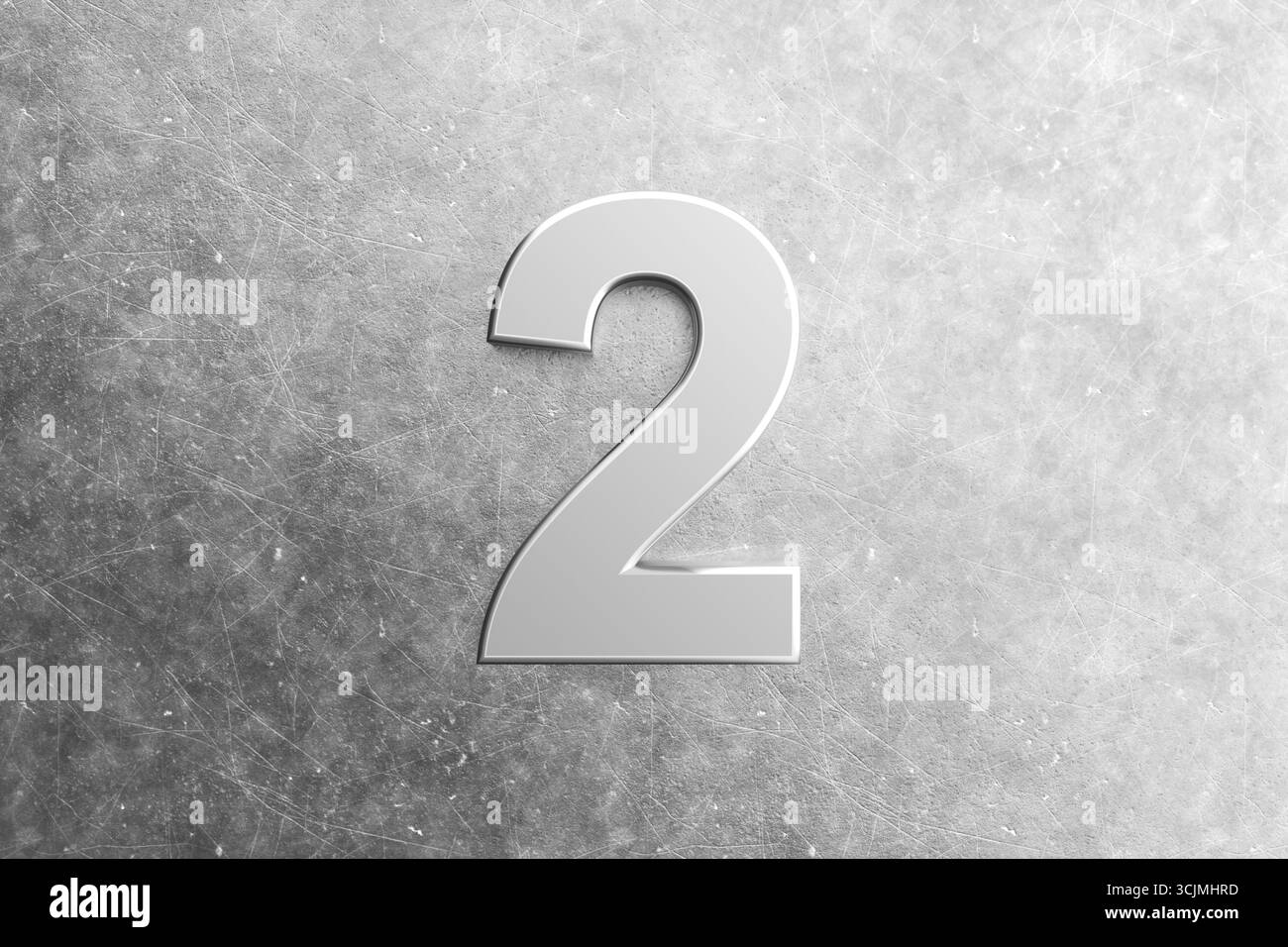 Silver number two embossed on a scratched metallic background, ideal ...