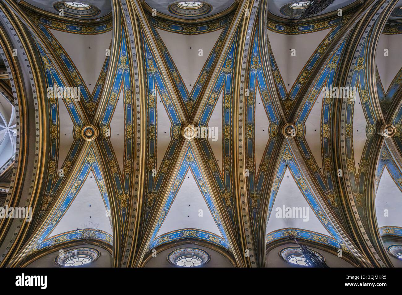 Ornate Gothic Revival Montserrat Ceiling With Intricate Blue and Gold ...