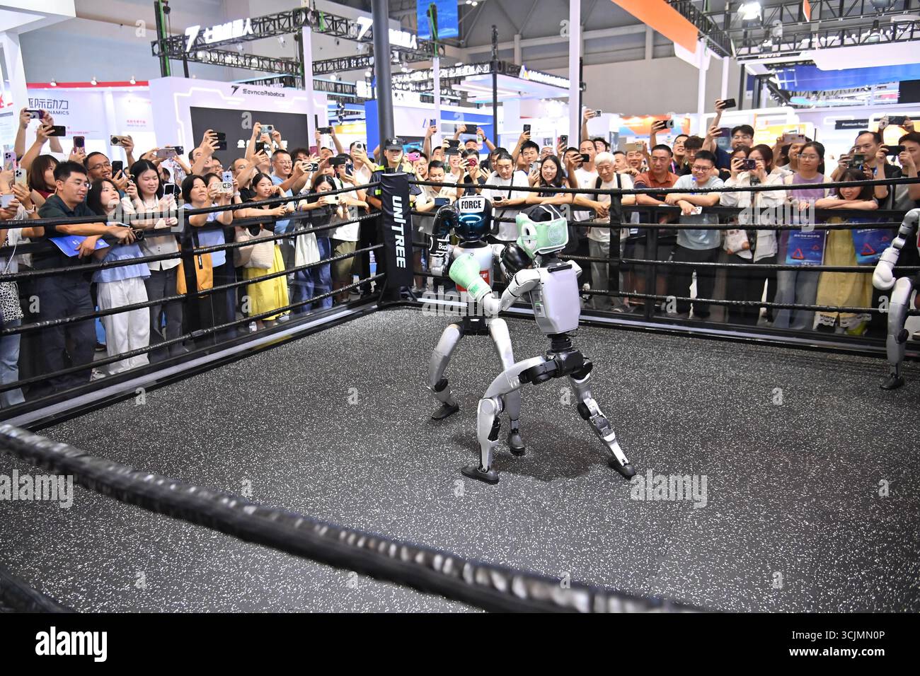 A robot boxing competition captivates visitors during the 2025 World ...