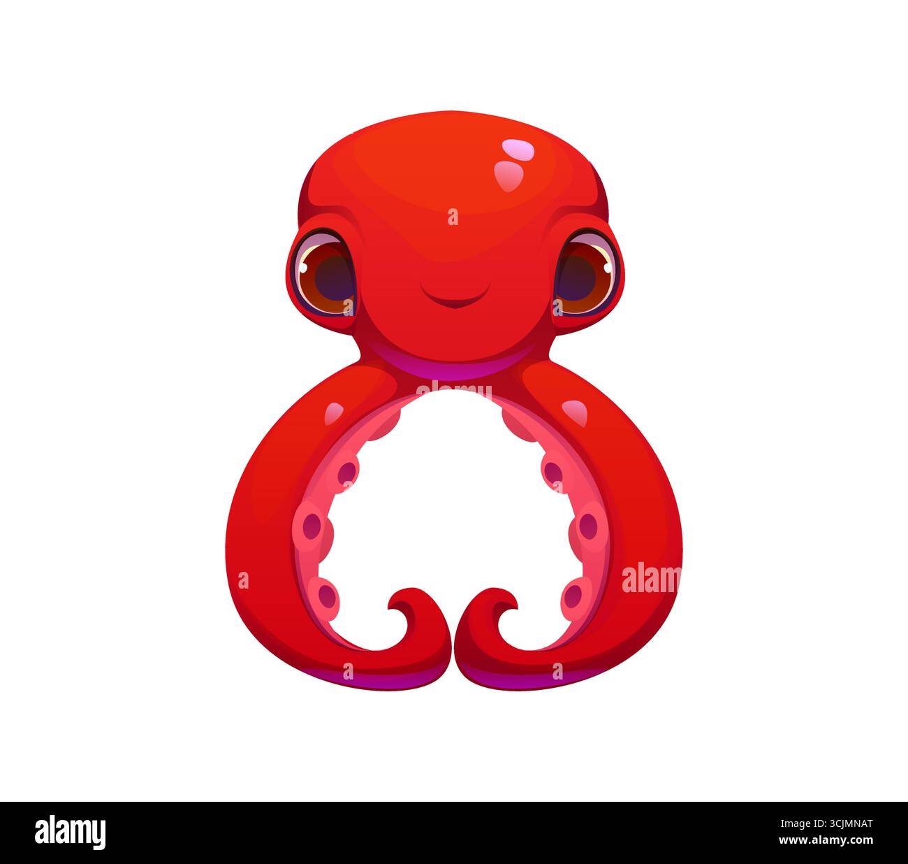 Math number eight as cute octopus, kids animal alphabet character ...