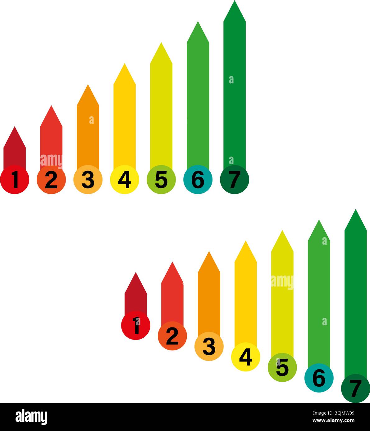 Colorful pencil chart. Numbered steps diagram. Vertical progress ...