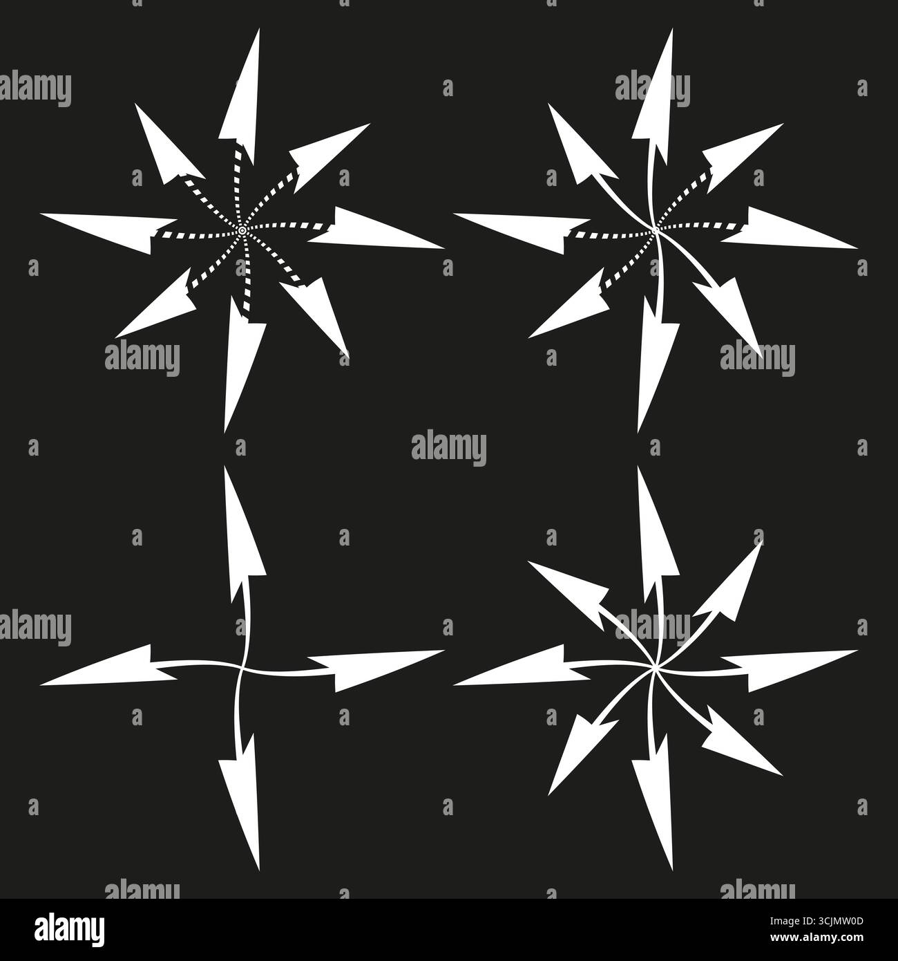 Radial arrows star. Dynamic vector element. Four directional symbols ...