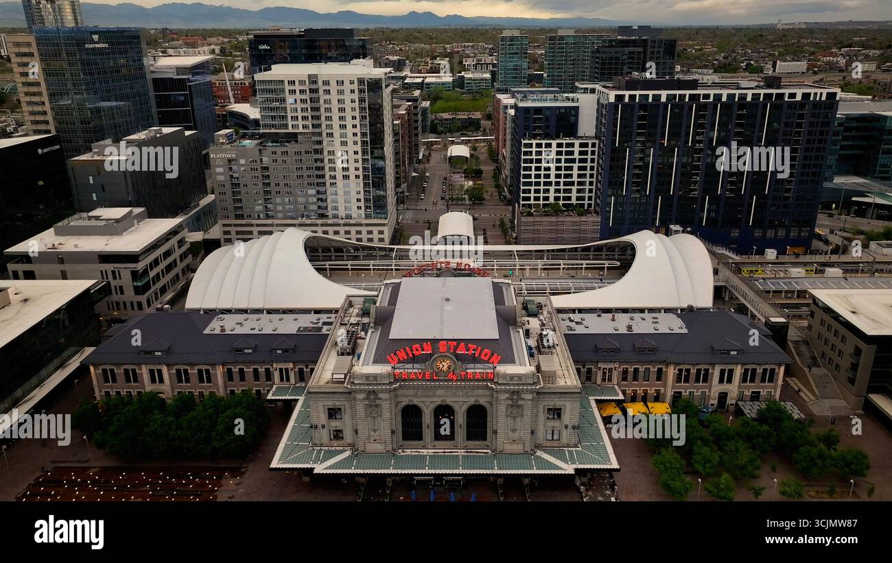 Aerial view of Union Station's Beaux-Arts architecture standing grandly ...