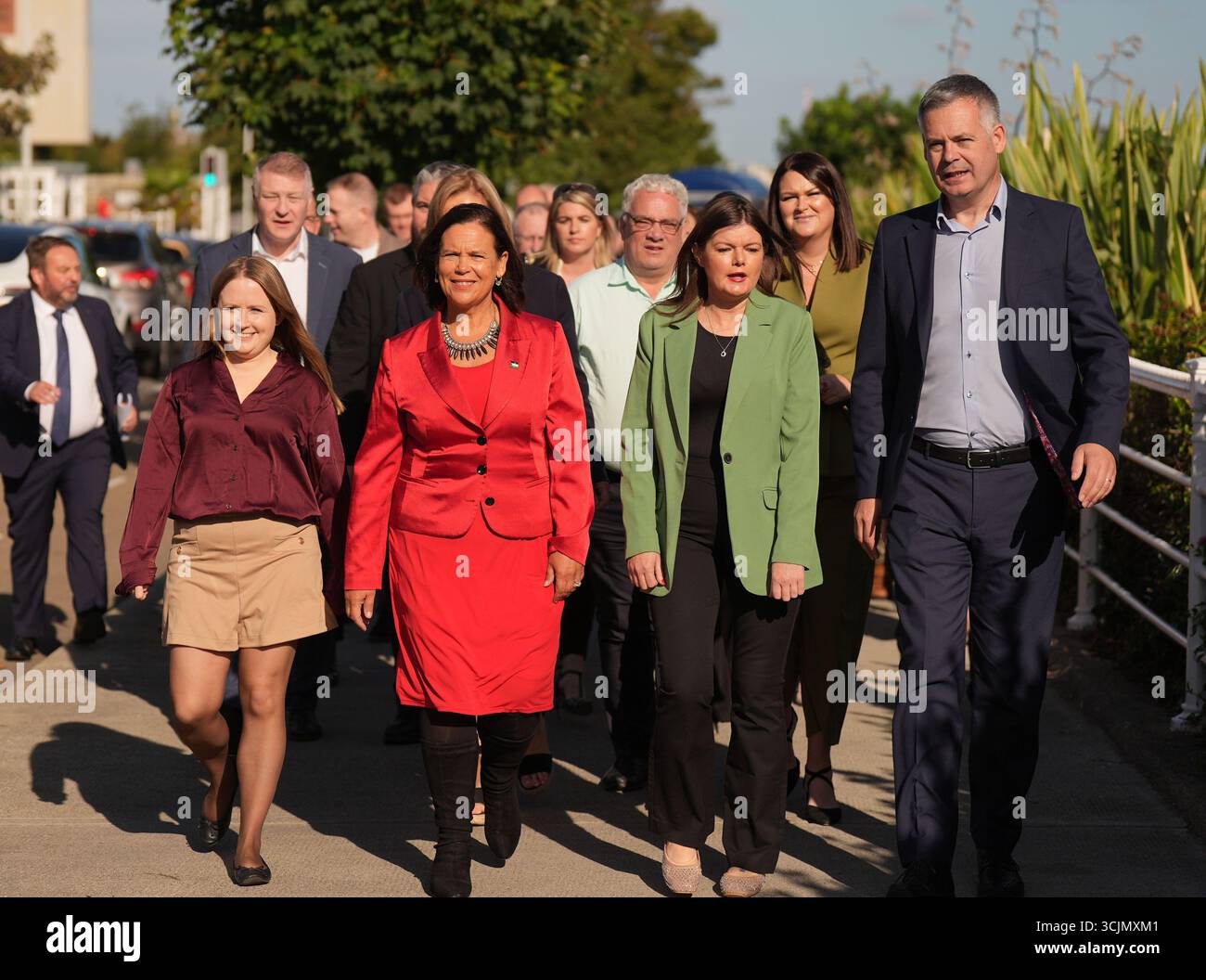 Sinn Fein leader Mary Lou McDonald (centre left), with her Oireachtas ...