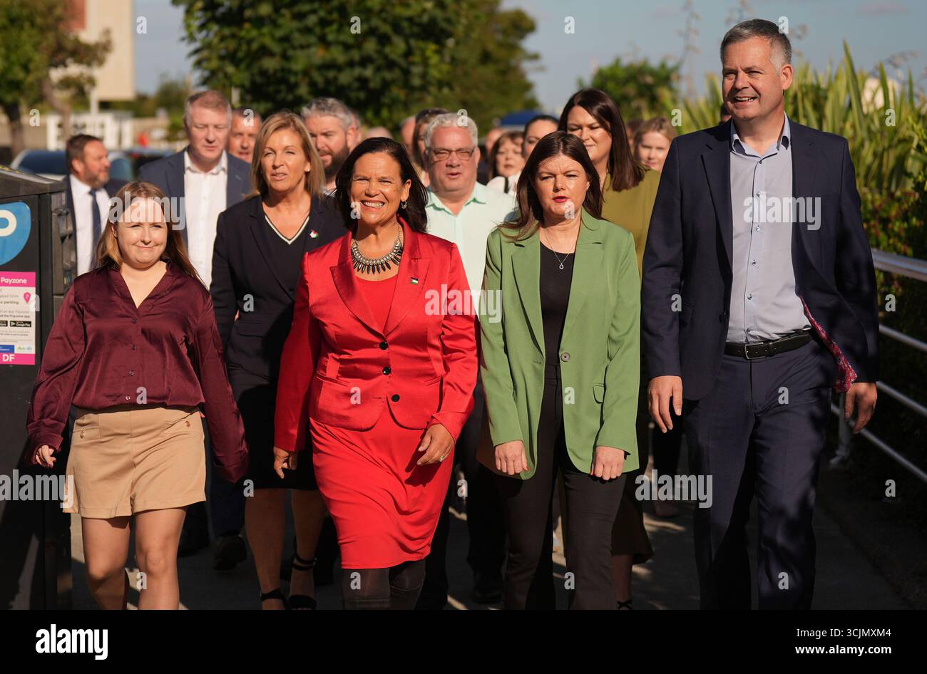 Sinn Fein leader Mary Lou McDonald (centre left), with her Oireachtas ...