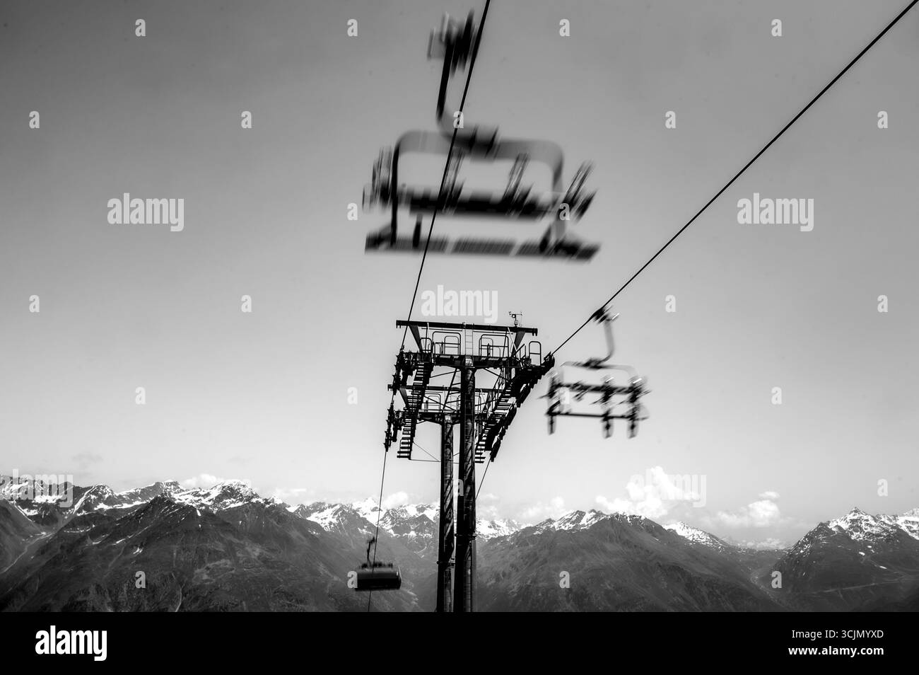 Snow capped cable car Black and White Stock Photos & Images - Alamy
