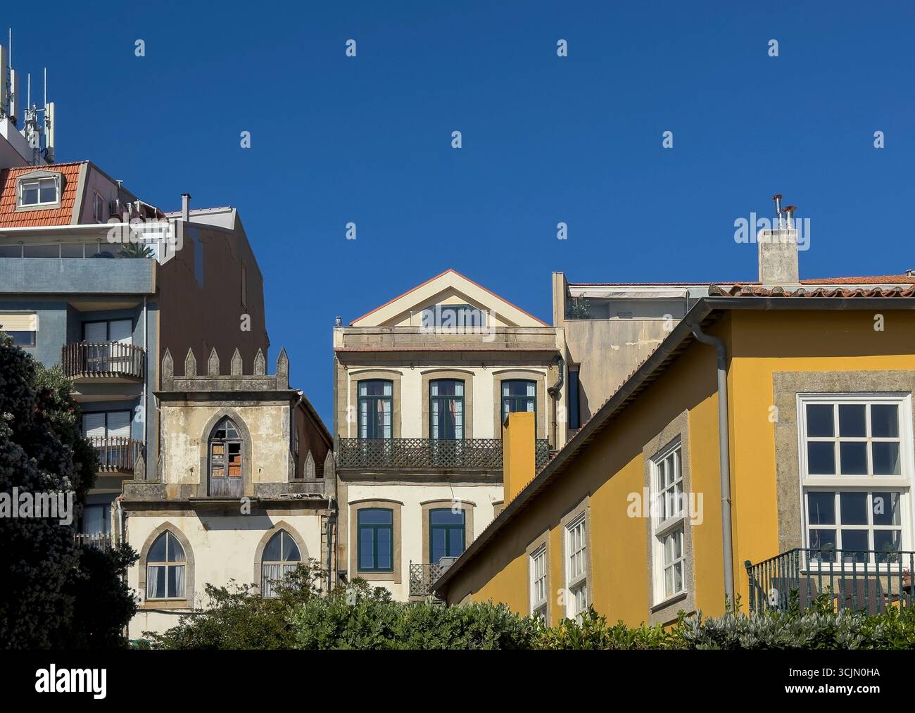 Colorful historic houses in Porto, Portugal, with traditional facades ...