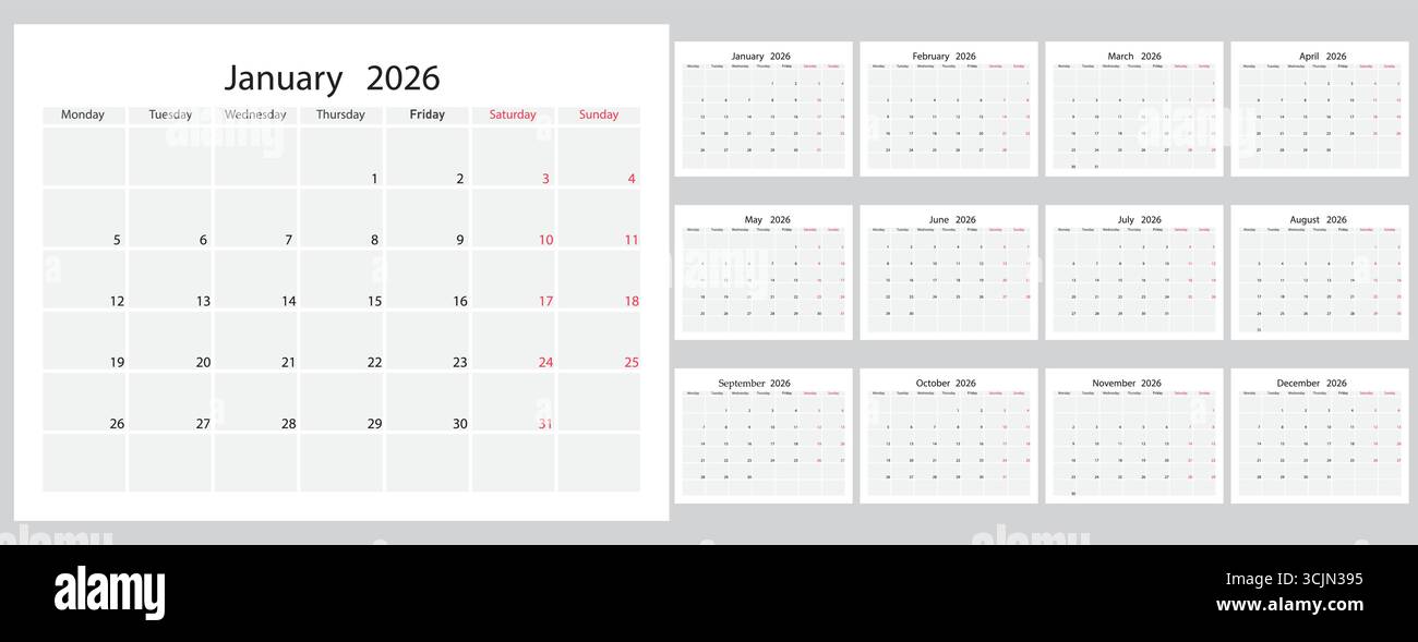 Minimalist 2026 yearly calendar hi-res stock photography and images - Alamy