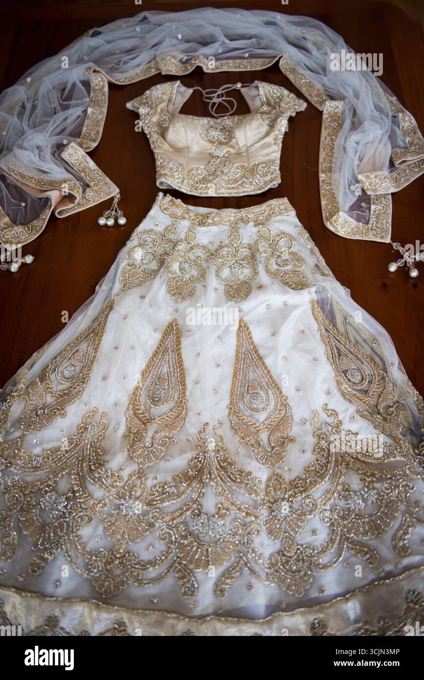 Ornate Indian Bridal Lehenga on Display Stock Photo - Alamy