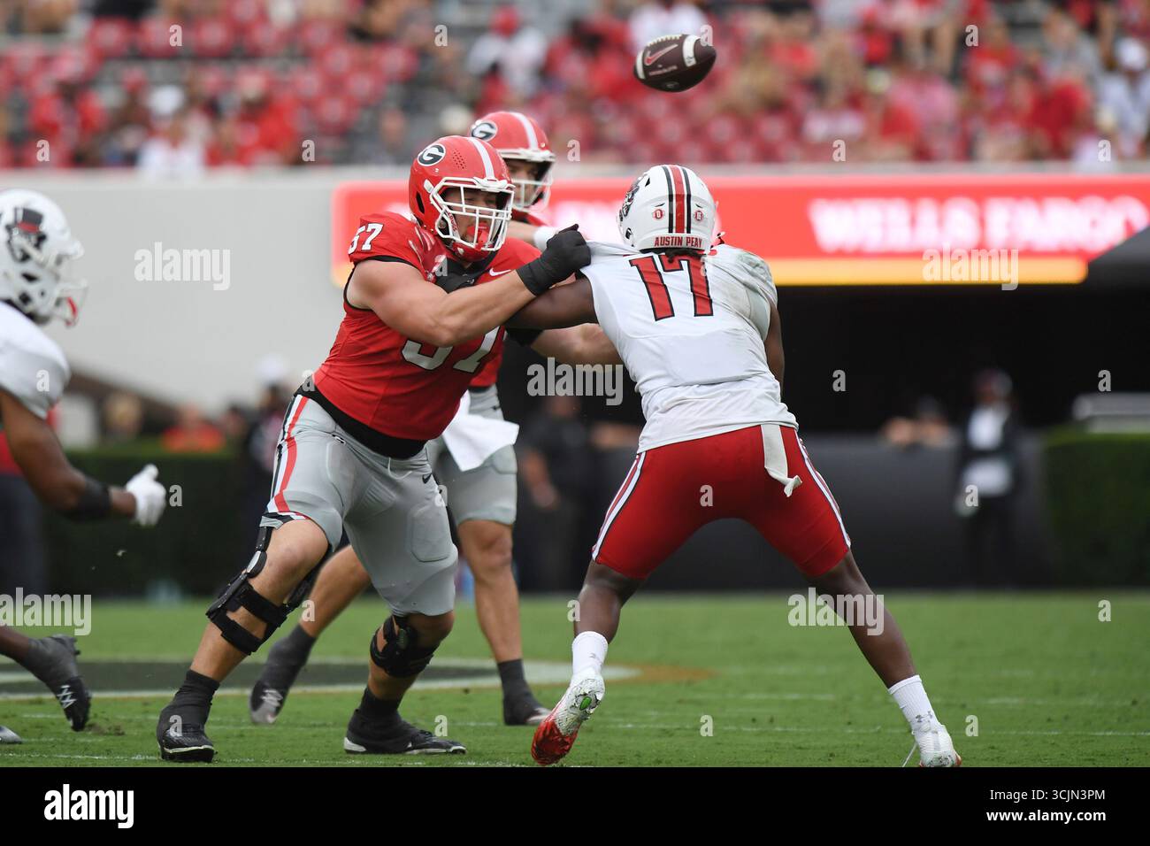 ATHENS, GA - SEPTEMBER 06: Offensive lineman Monroe Freeling #57 of the ...
