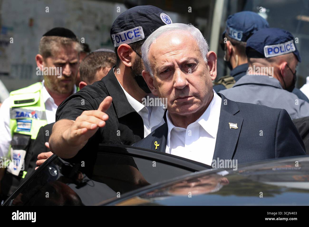 Israel's Prime Minister Benjamin Netanyahu visits the site of a ...