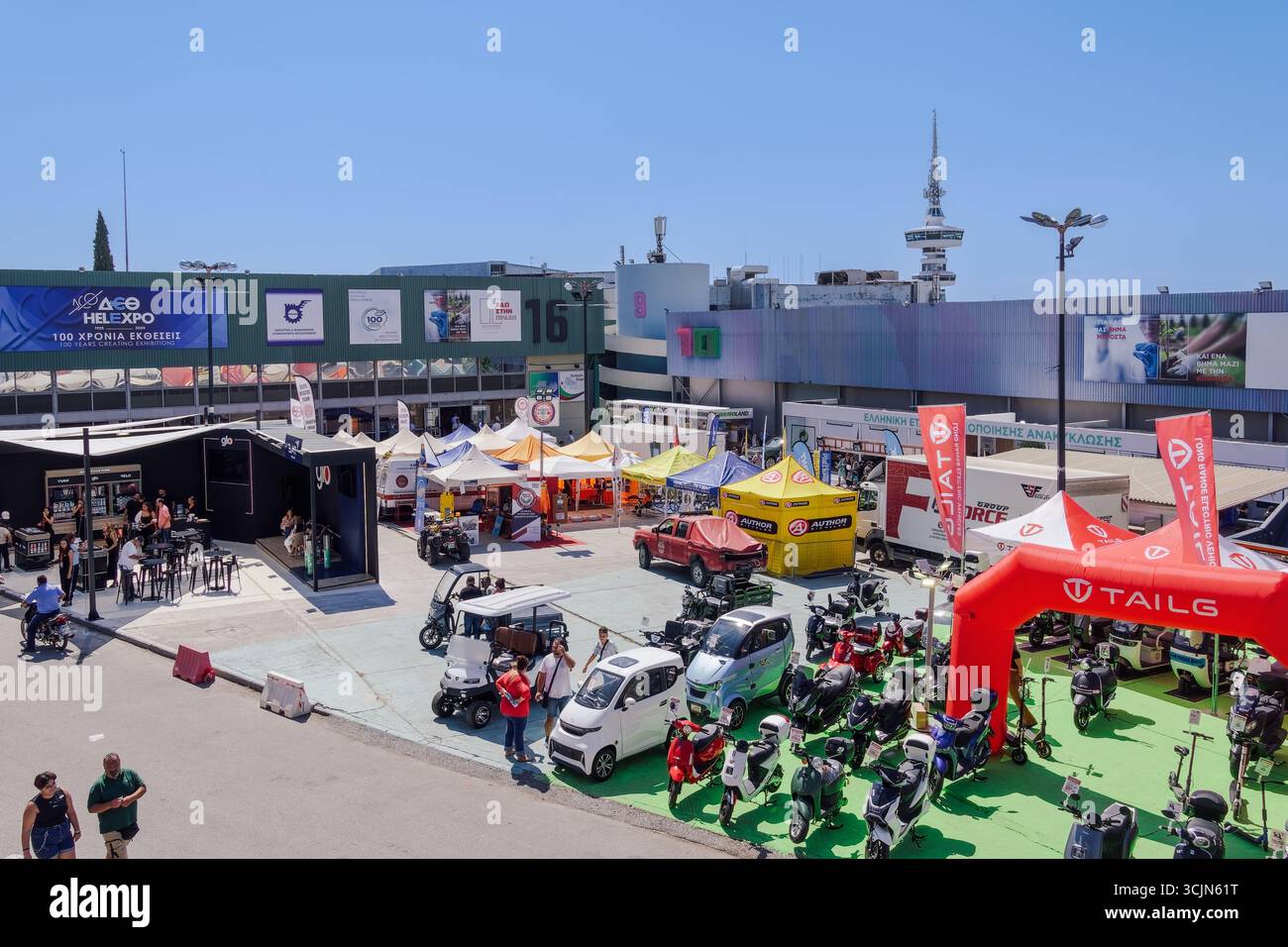 Thessaloniki, Greece - September 7 2025: Visitors outside pavilions of ...