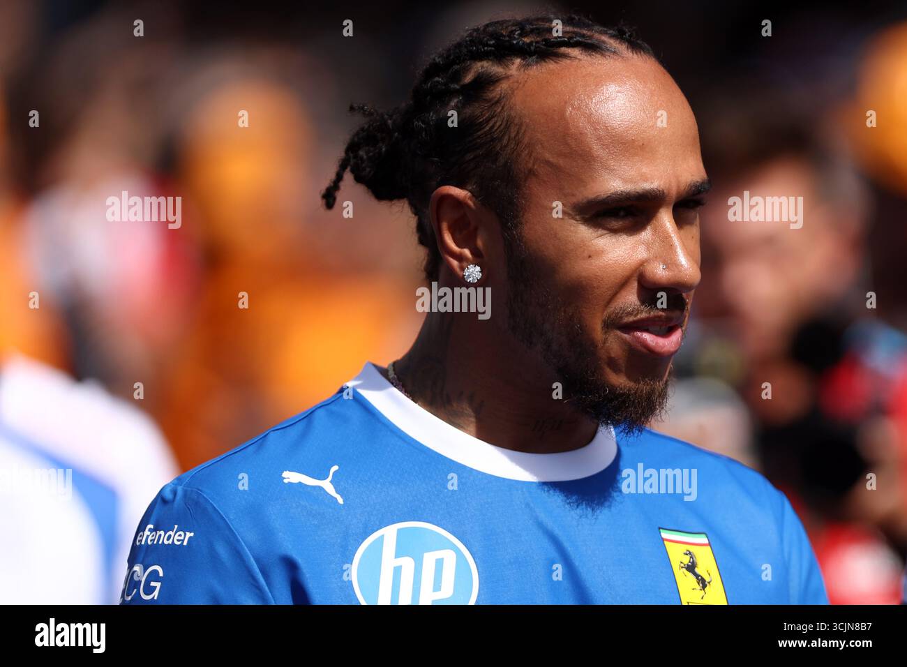 Lewis Hamilton of Scuderia Ferrari looks on before the F1 Grand Prix of ...