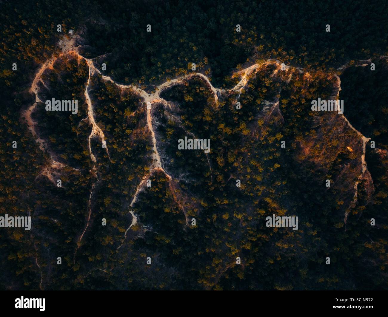 Aerial view of the dramatic landscape of Pai Canyon, where deep ...