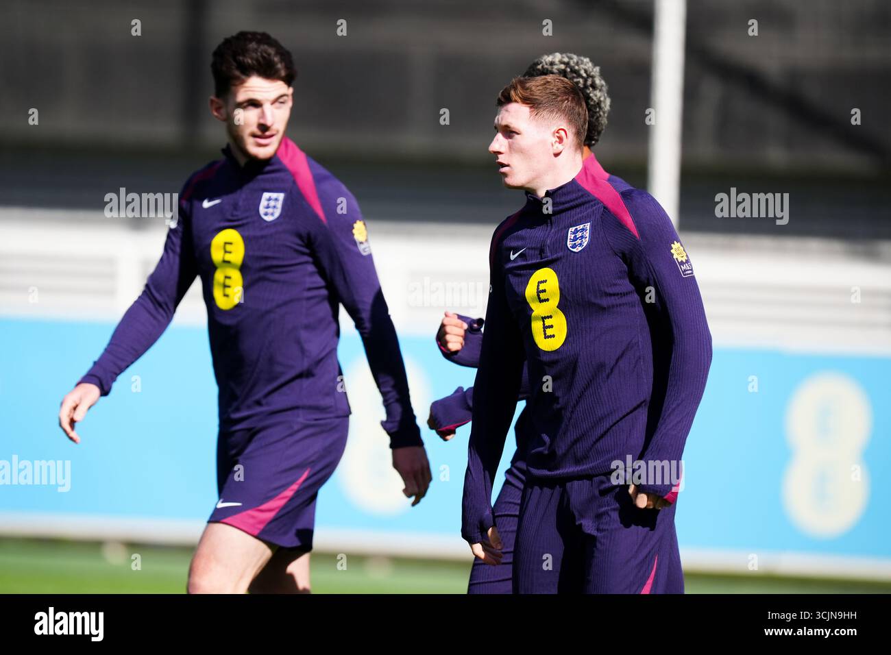 England's Elliot Anderson and Declan Rice during a training session at ...