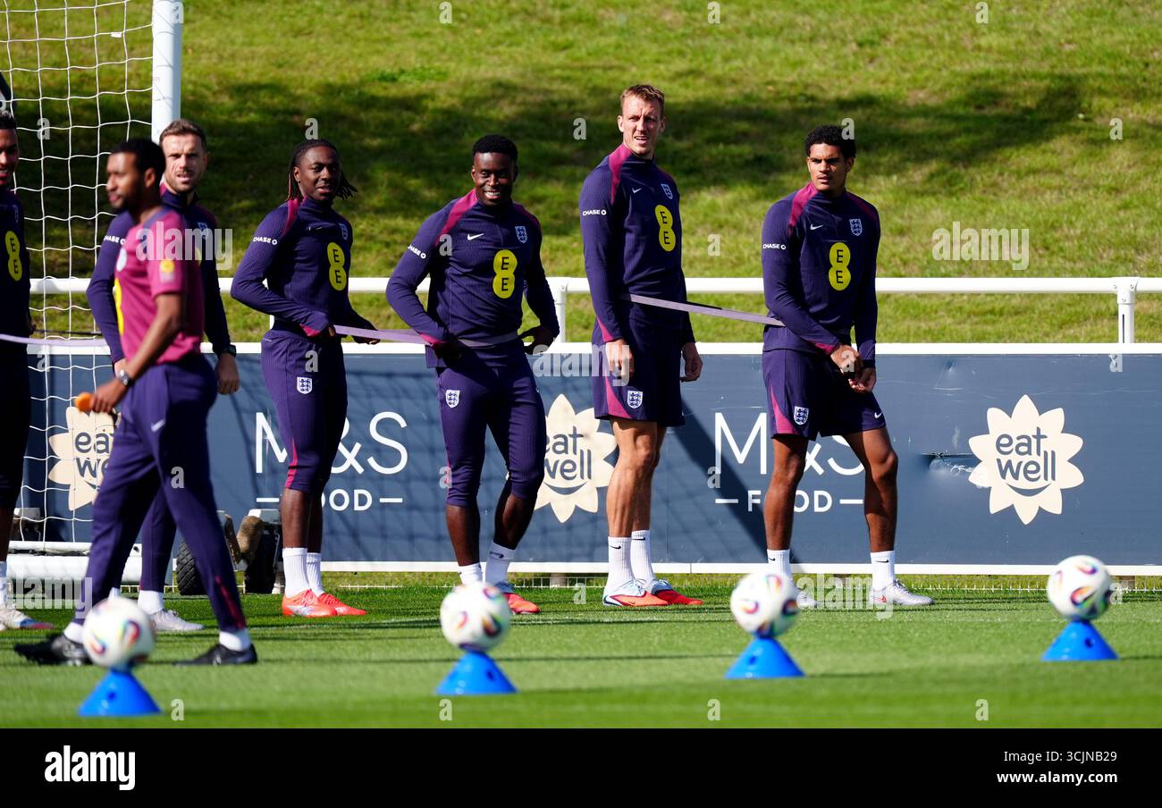 England's Jarell Quansah, Dan Burn, Marc Guéhi and Eberechi Eze during ...