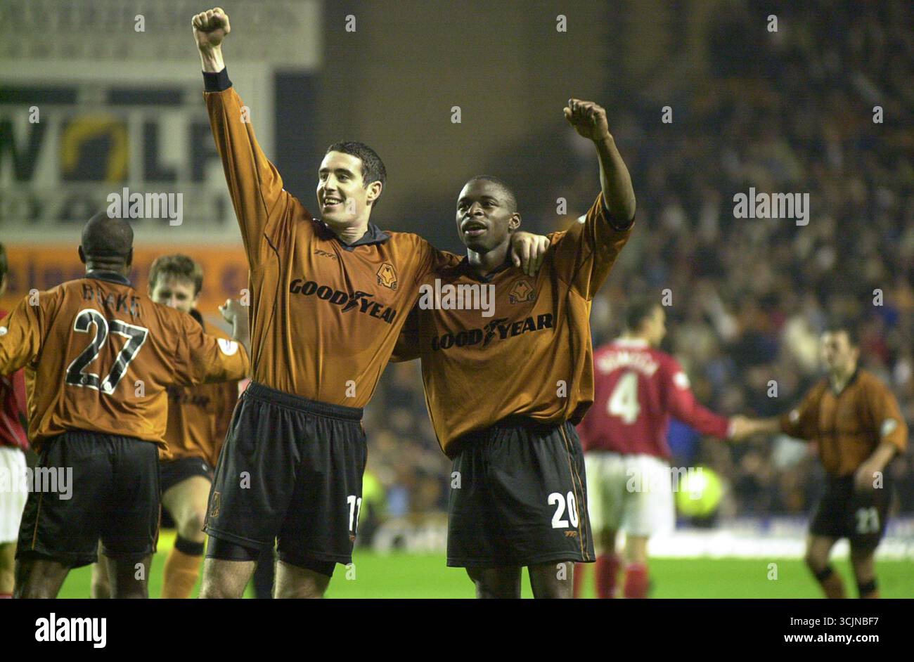 Wolves footballer Shaun Newton celebrates victory with goal creator ...