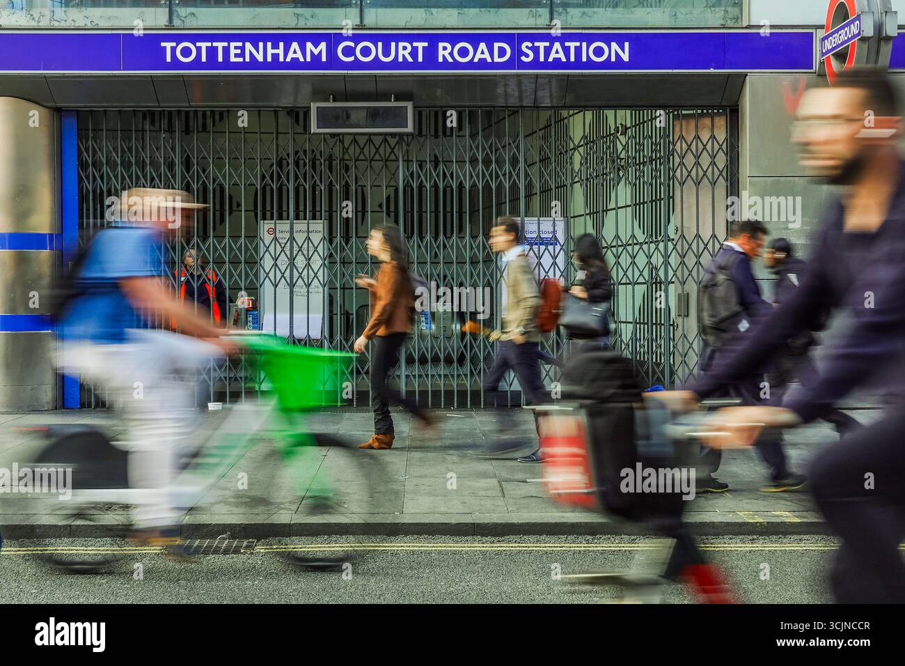 London, UK. 8 Sep 2025. Tottenham court station is shut and people have ...