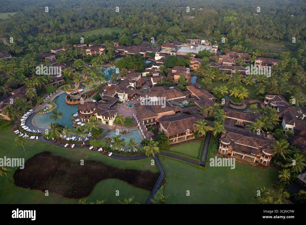 Bambolim, India - 16 November 2013: Aerial view of terracotta roofs ...