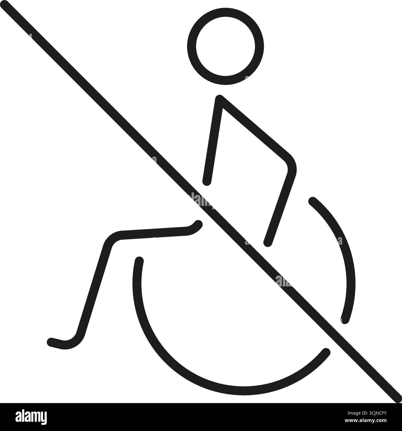 Wheelchair Accessibility Prohibited Line Icon. No Wheelchair Access ...